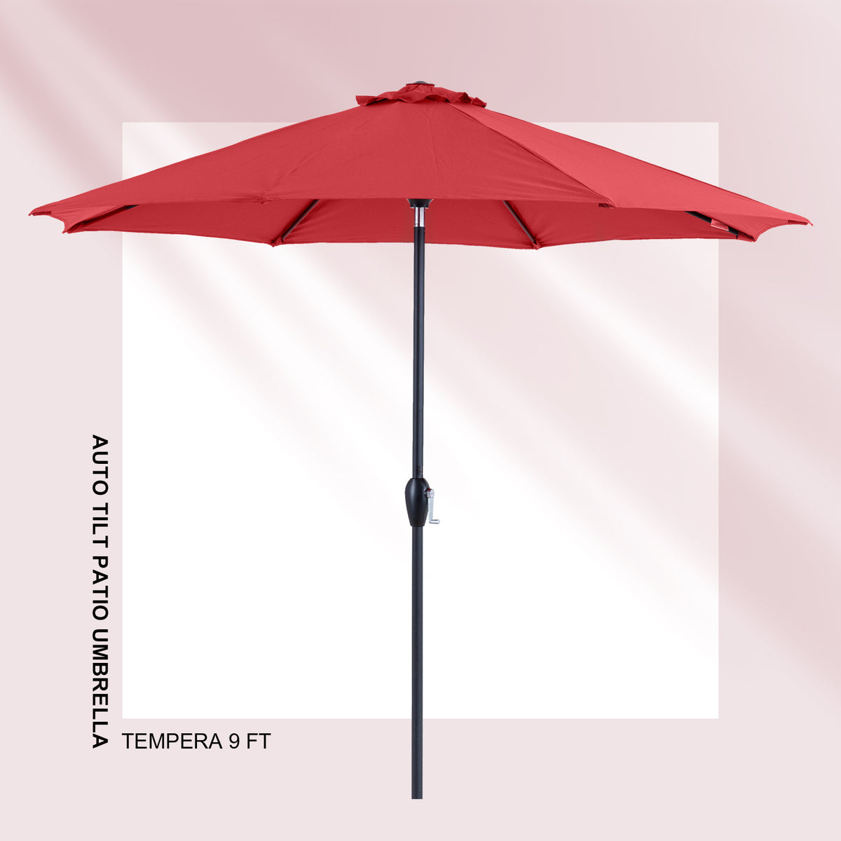 Tempera 9Ft Auto Tilt Flora Patio Umbrella Rust Red – Tempera Patio