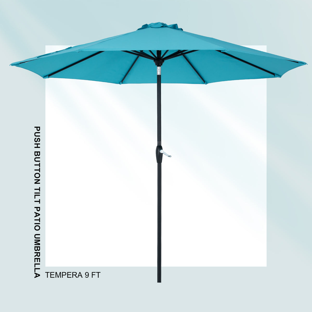 Tempera 9Ft Push Button Tilt Flora Patio Umbrella Turquoise – Tempera Patio